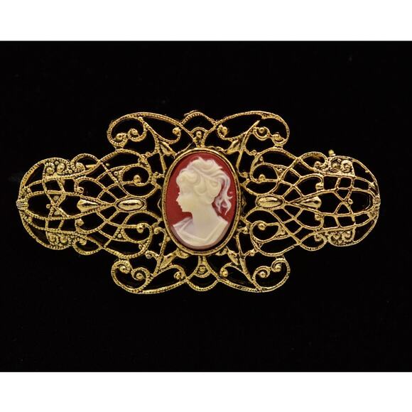 Unbranded | Jewelry | Vintage Cameo Brooch Pin Antiqued Gold Silhouette ...